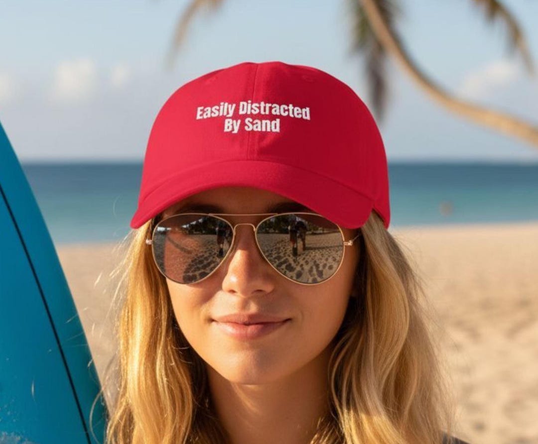 Easily Distracted by Sand Dad Hat: Funny Embroidered Cotton Cap - Etsy