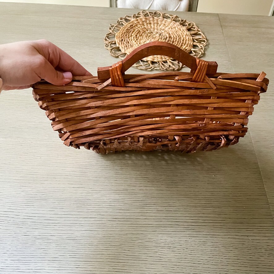 Rectangular Large Wicker Tray With Handles - Etsy