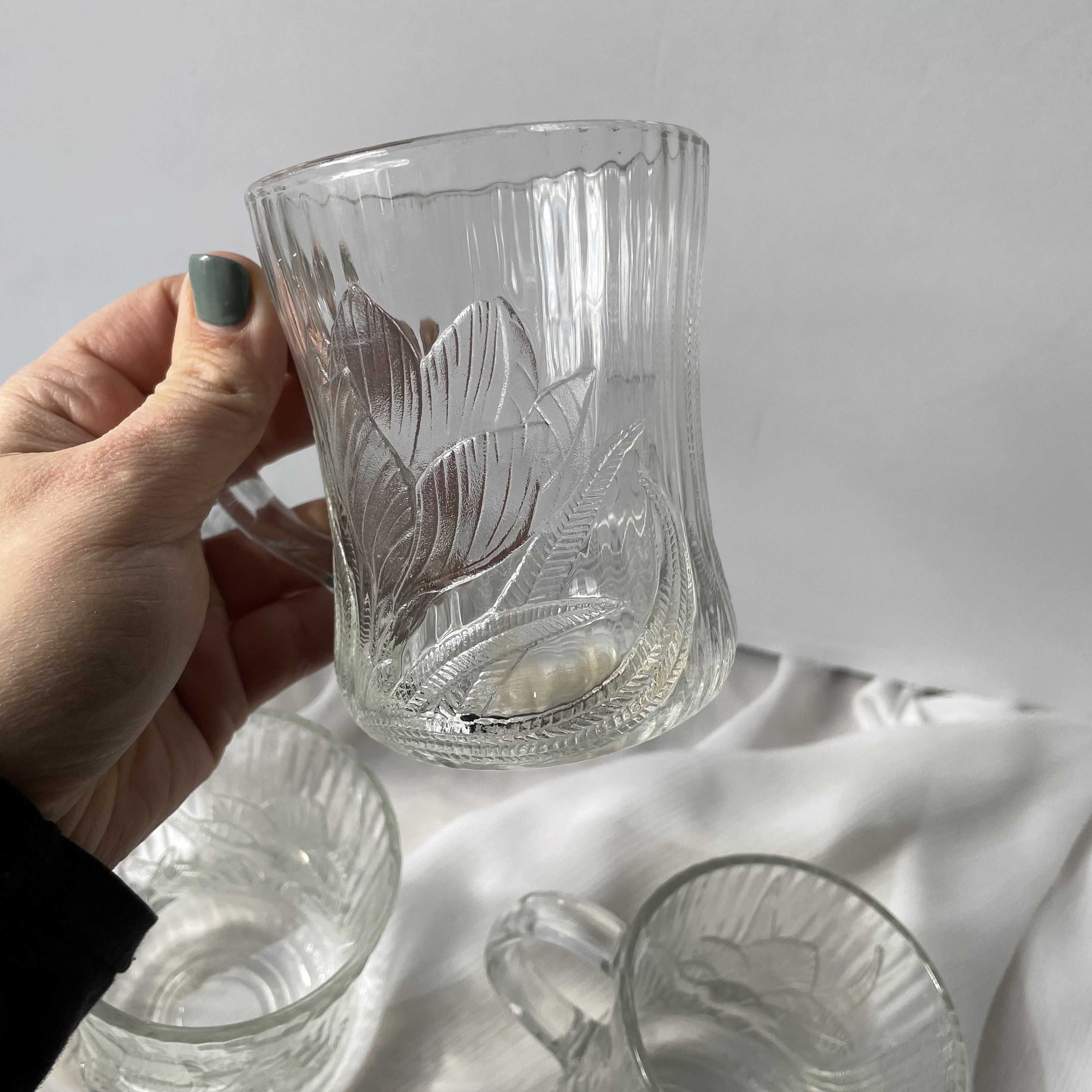 Vintage Arcoroc Glass Lotus Flower Set of 4 Mugs - Etsy