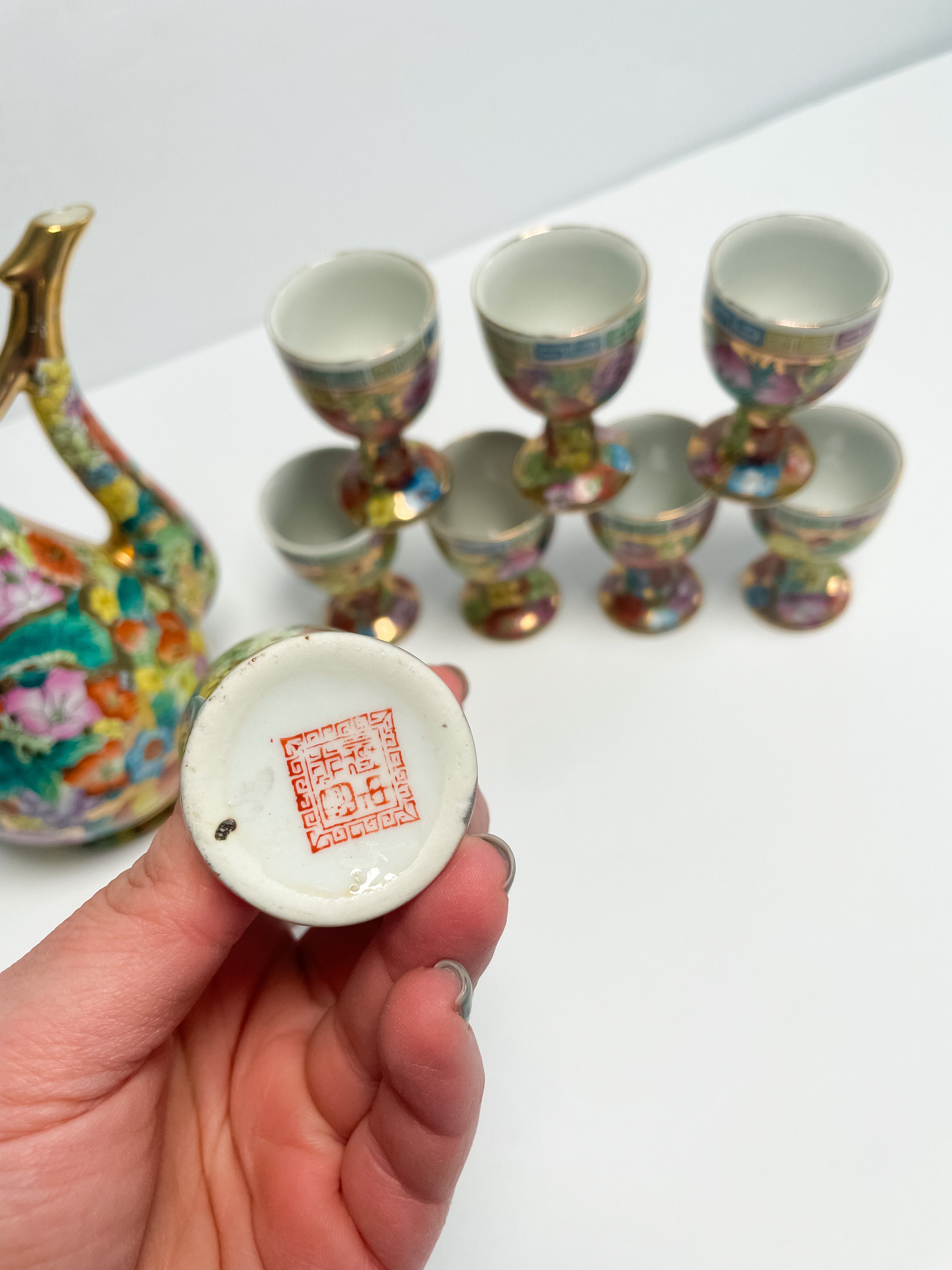 Vintage Chinese Mille Fleure Tea Set 8 Tea Cups - Etsy