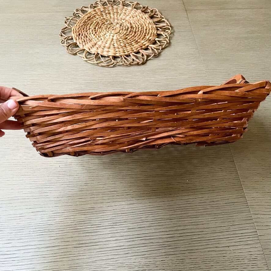 Rectangular Large Wicker Tray With Handles - Etsy