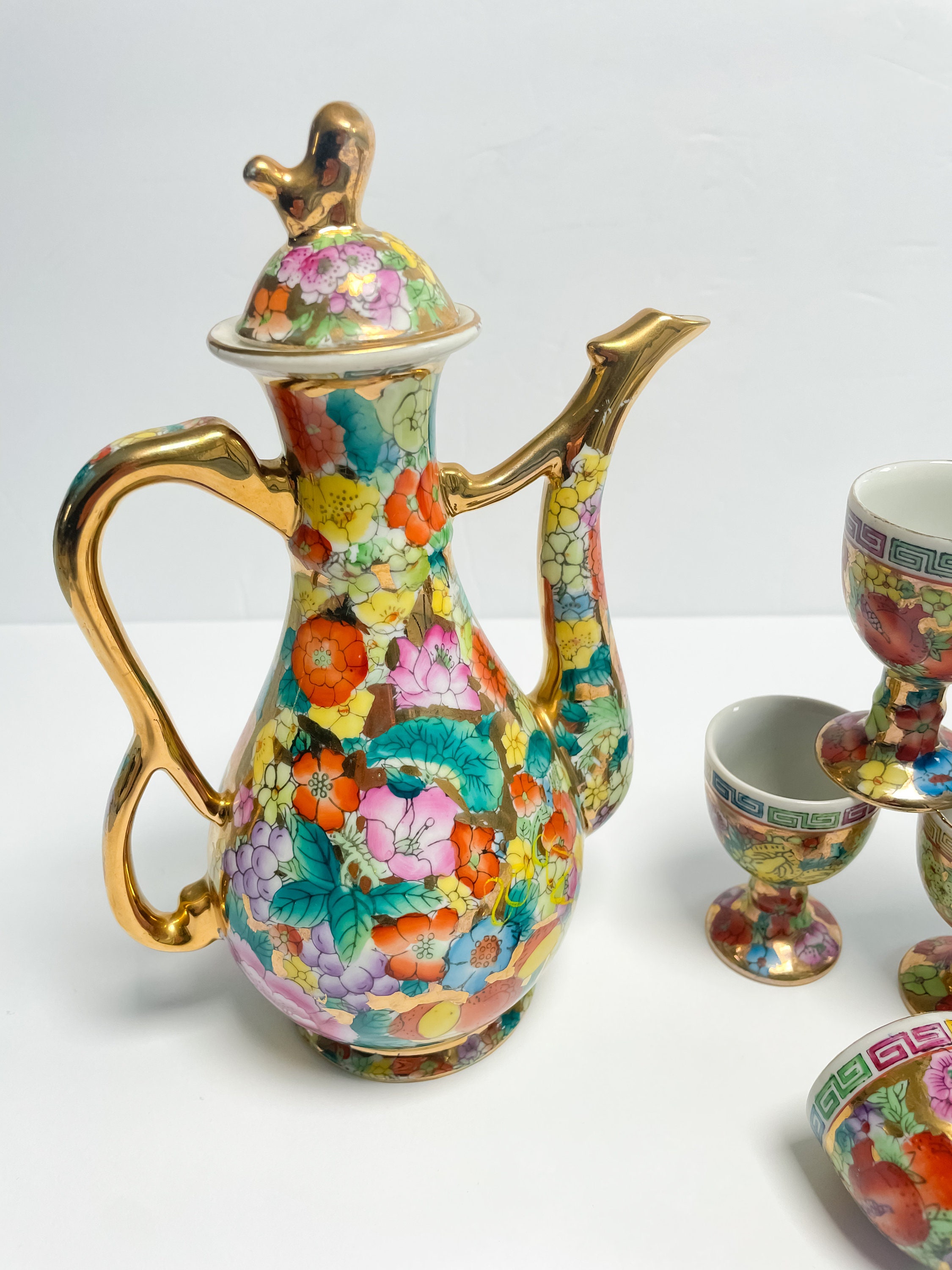 Vintage Chinese Mille Fleure Tea Set 8 Tea Cups - Etsy