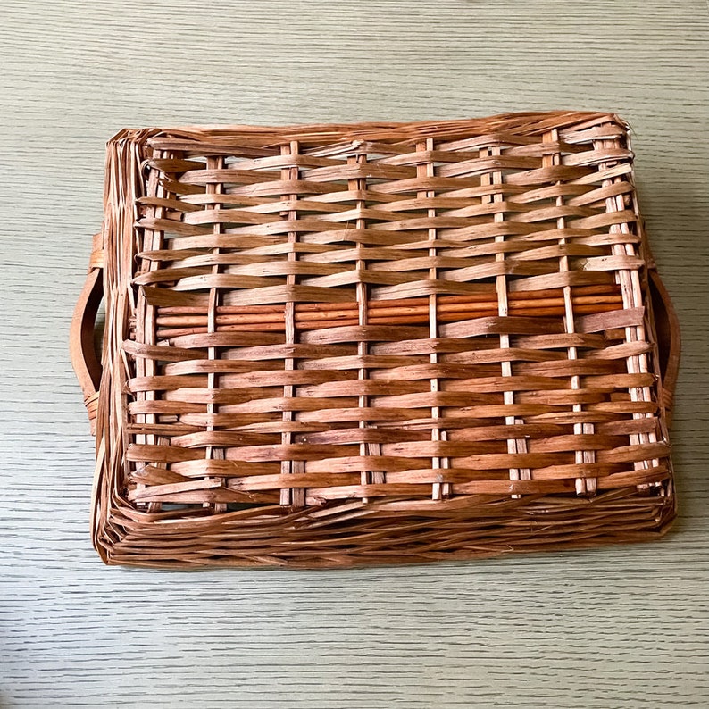 Rectangular Large Wicker Tray With Handles - Etsy