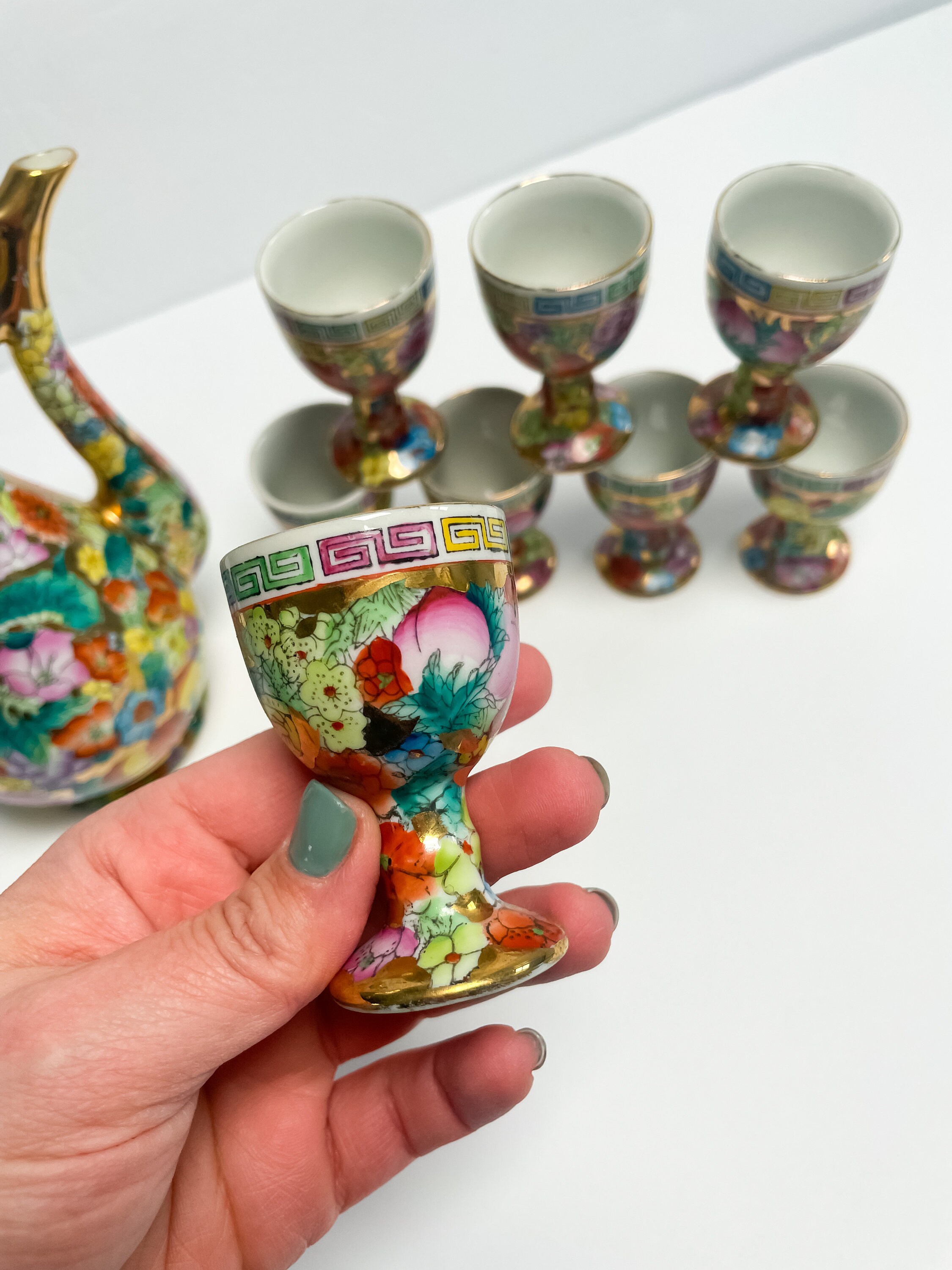 Vintage Chinese Mille Fleure Tea Set 8 Tea Cups - Etsy