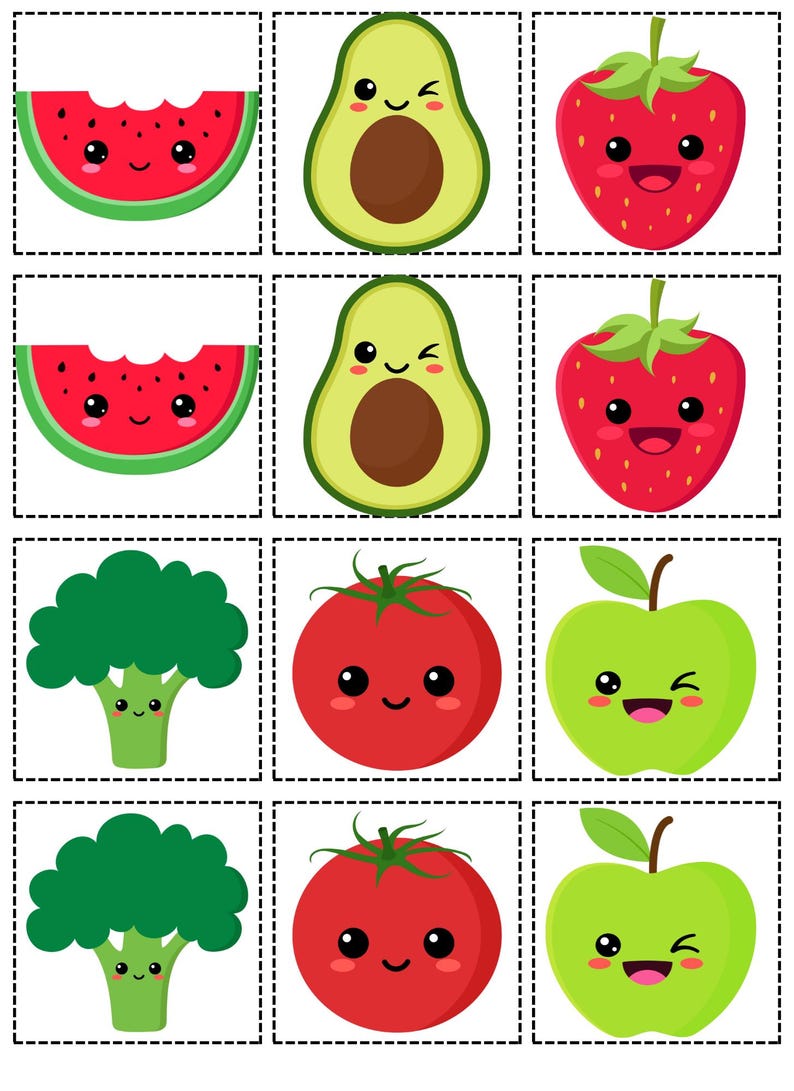 Printable Fruit & Veggie Matching Game | 12 Toddler Memory Pairs PDF ...