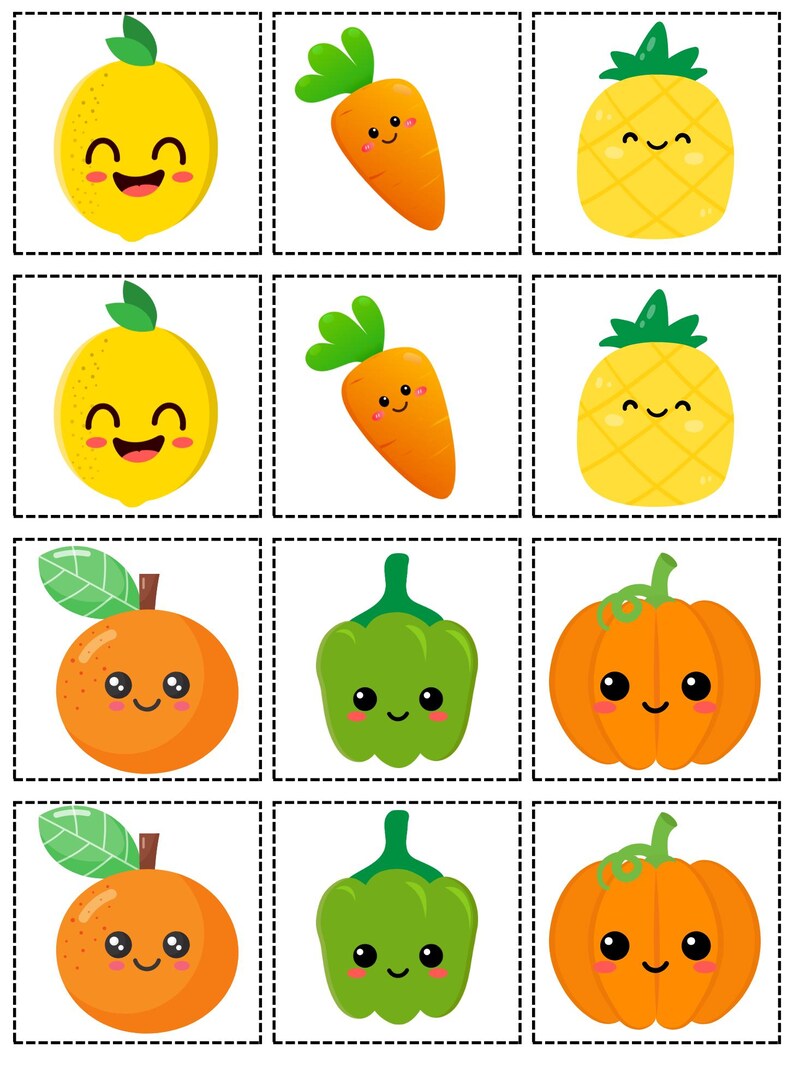 Printable Fruit & Veggie Matching Game | 12 Toddler Memory Pairs PDF ...