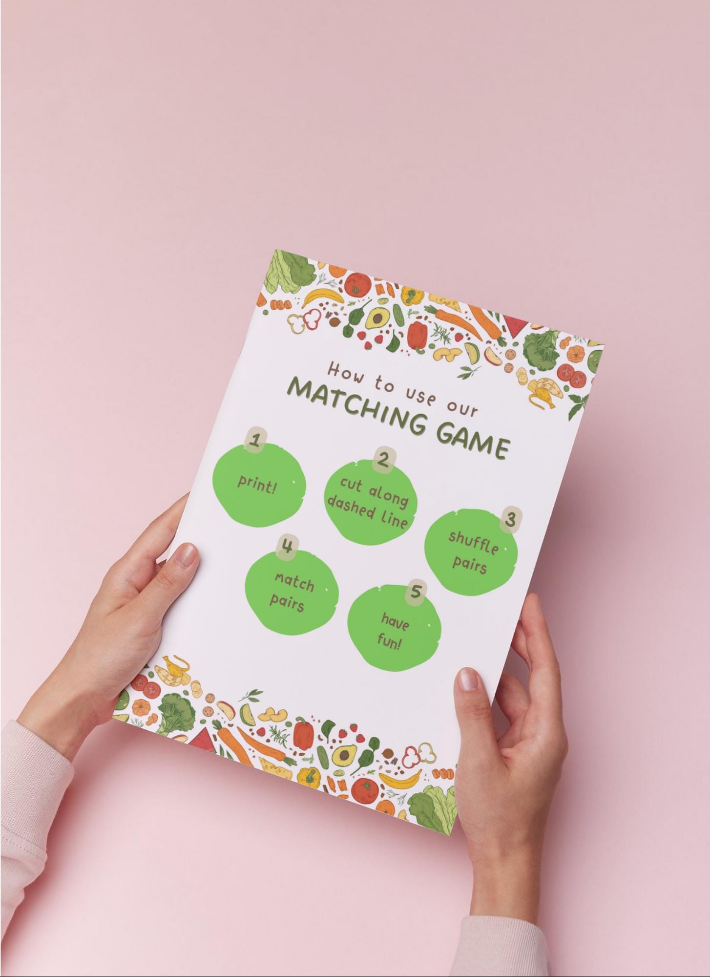 Printable Fruit & Veggie Matching Game | 12 Toddler Memory Pairs PDF ...