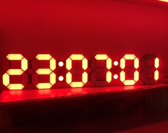 Round LED Large 30cm Digital Wall Clock Moving Seconds Date Time Alarm ...
