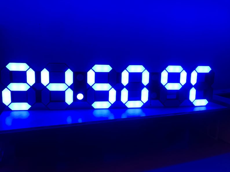 Wifi Enabled Digital Wall Clock: Large 7-segment Display With RGB ...