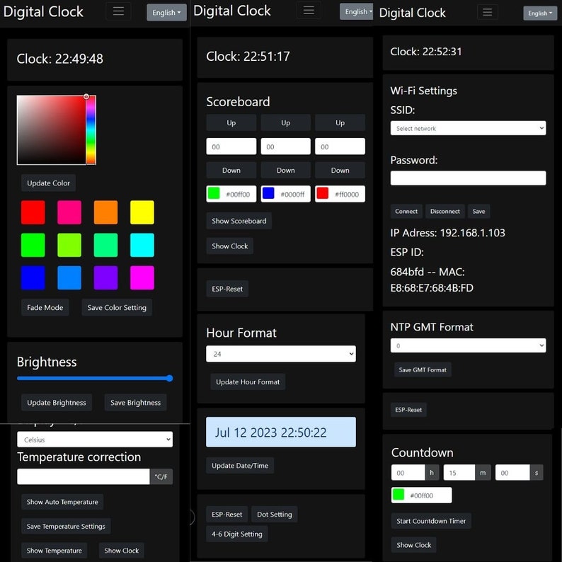 Digital Clock countdown-scoreboard-temperaturec-f - Etsy