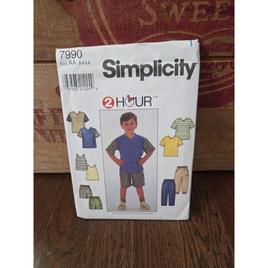 Simplicity Pattern 7990 Boy’s Elastic Waist Pants Shorts Tops Sz 3-6 ...