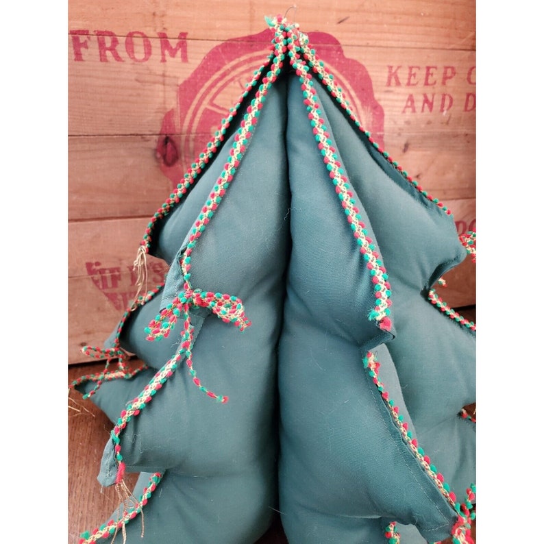 Vintage 3D Stuffed Fabric Christmas Tree Handmade Decor 16" Tall - Etsy