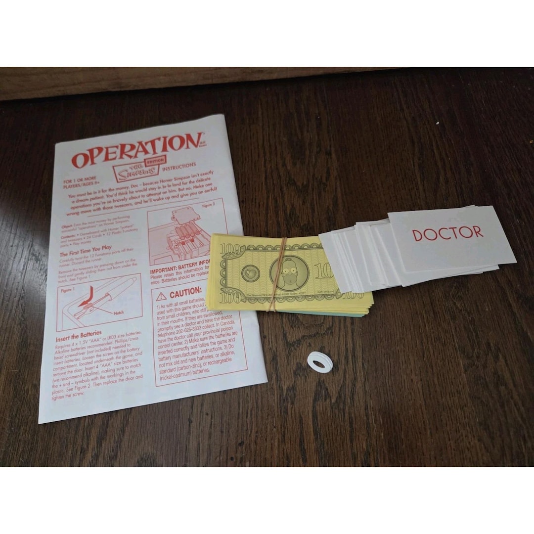 2005 Simpsons Operation Game Replacement Parts Pieces Money & Cards - Etsy
