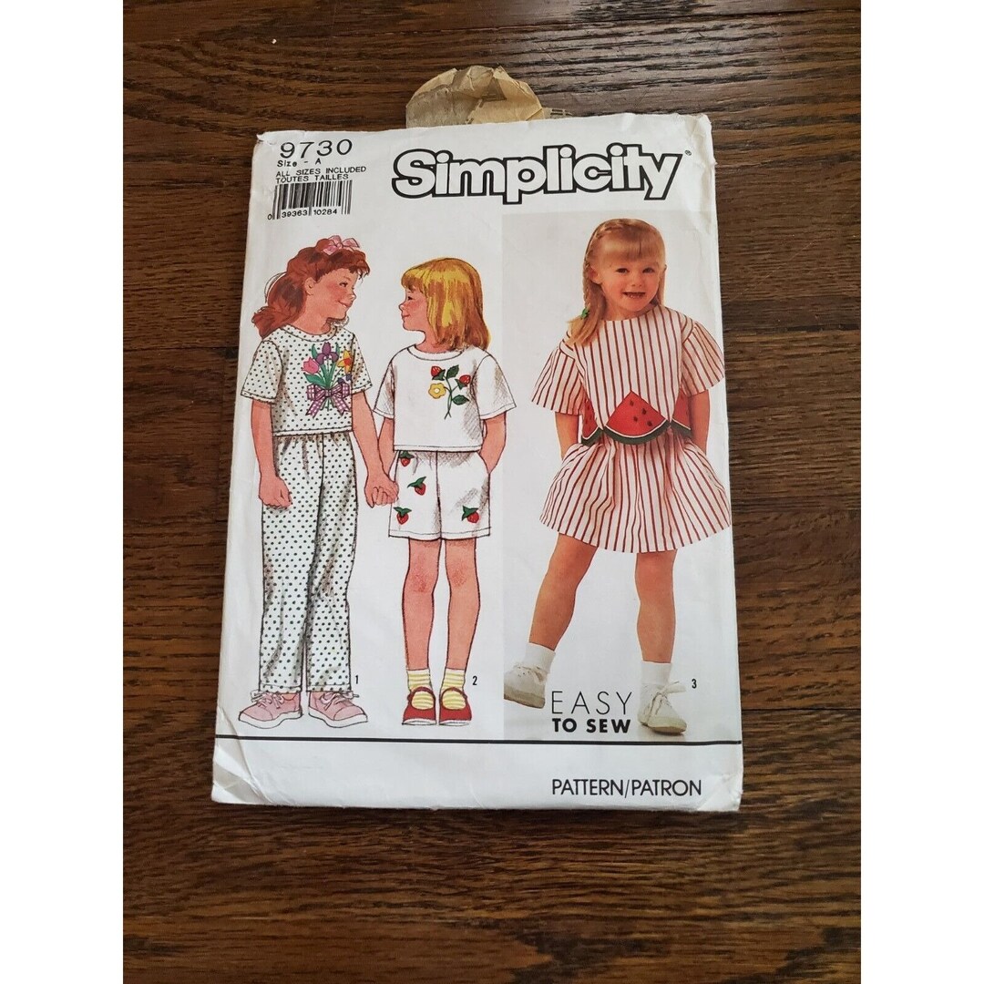 Vtg Simplicity 9730 Pattern Sewing Girls Size A Skirt Pants Shorts Top ...