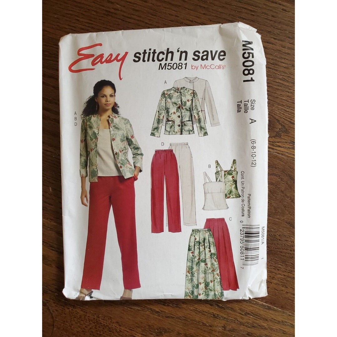Mccall's Sewing Pattern M5081 Miss Jacket Camisole Skirt Pants Sz 6-12 ...