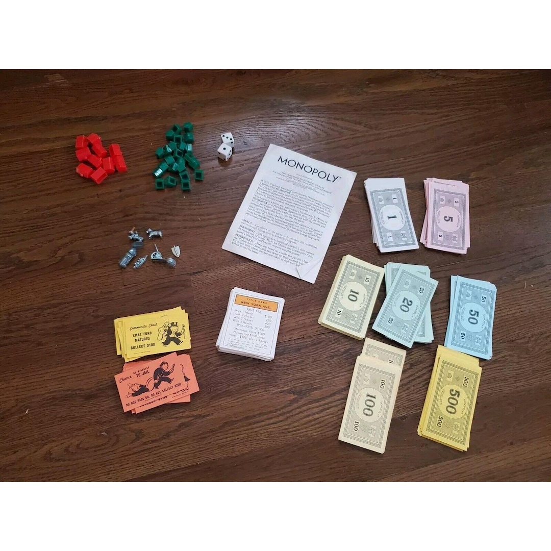 Vintage Monopoly Game Pieces Money Cards Hotels Houses Accessories 1973 ...