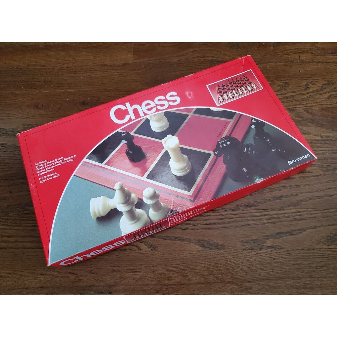 Vtg Pressman Red Box Chess Set Includes Checkers Pieces/board Bonus - Etsy