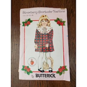 Vtg 1982 Butterick Sewing Pattern 6099 Girls Strawberry Shortcake Dress ...