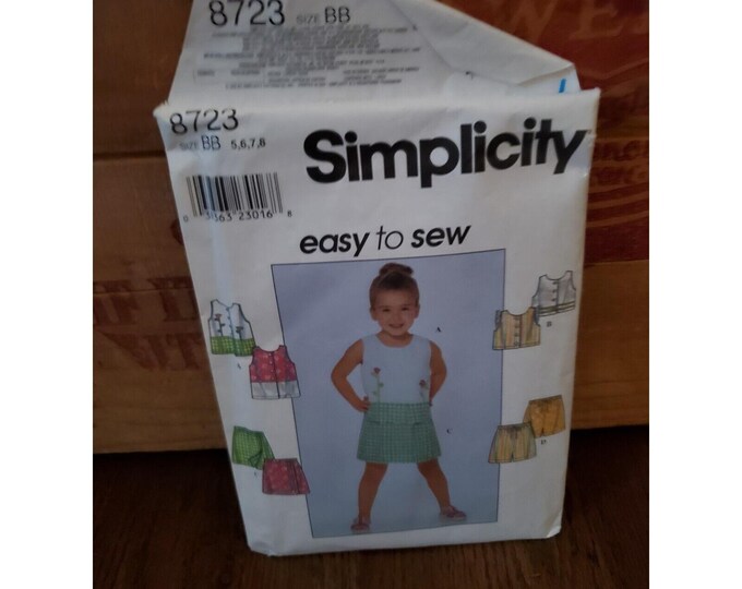 Vtg CUT Simplicity 8723 Sewing Pattern Girls Top Shorts Easy OOP Sew ...