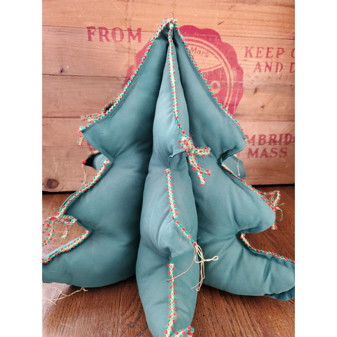 Vintage 3D Stuffed Fabric Christmas Tree Handmade Decor 16" Tall - Etsy