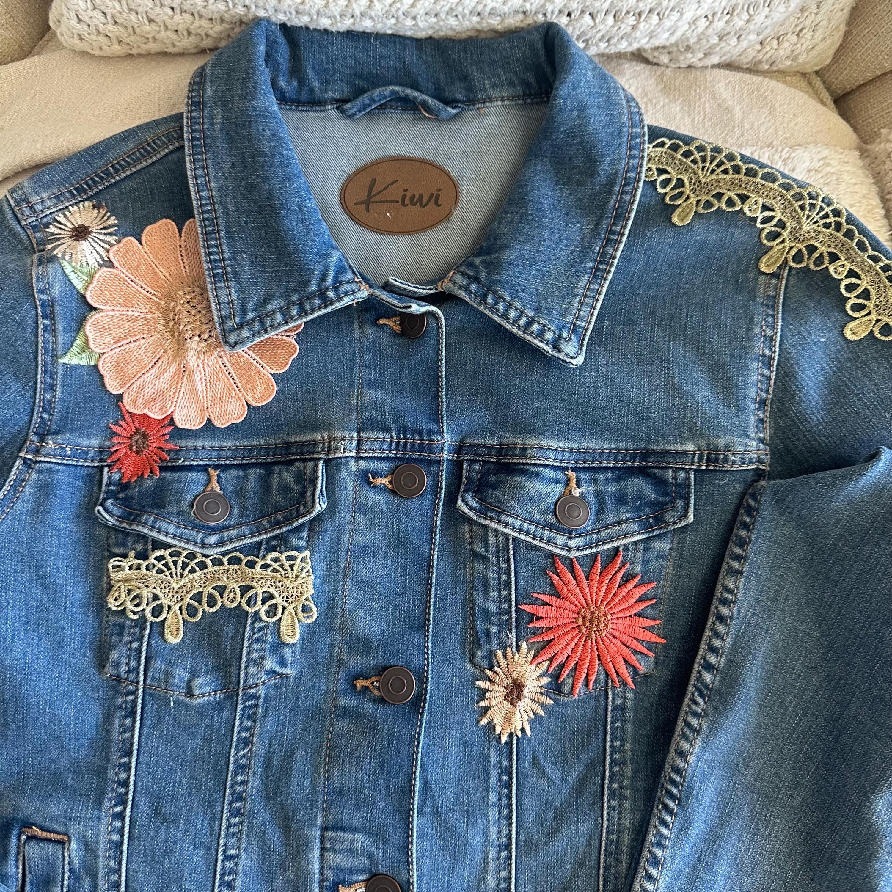 Boho Embroidered Denim Jacket: Handmade Hummingbird Floral Jean Jacket ...