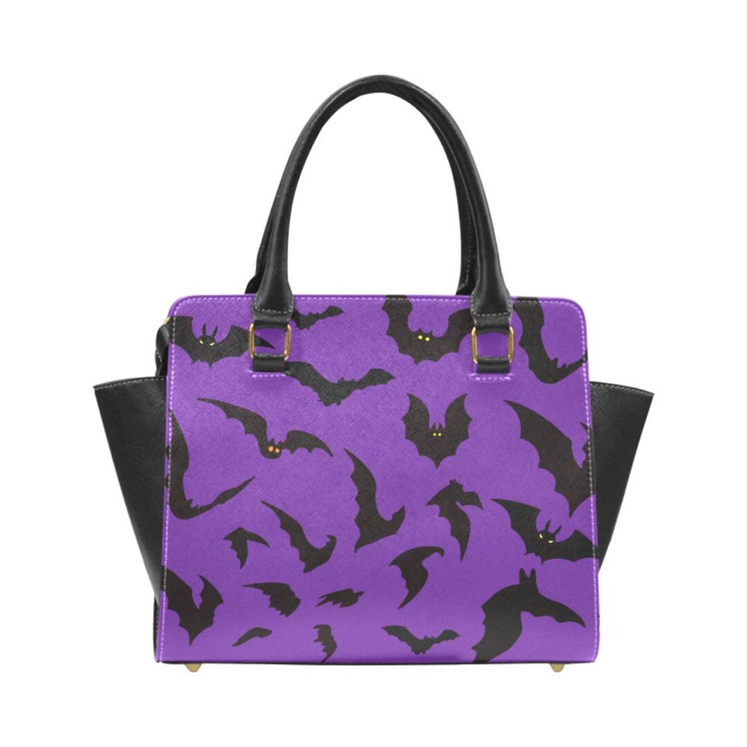 Goth Purple Gothic Bat Rivet Shoulder Handbag | Unique Halloween Purse ...