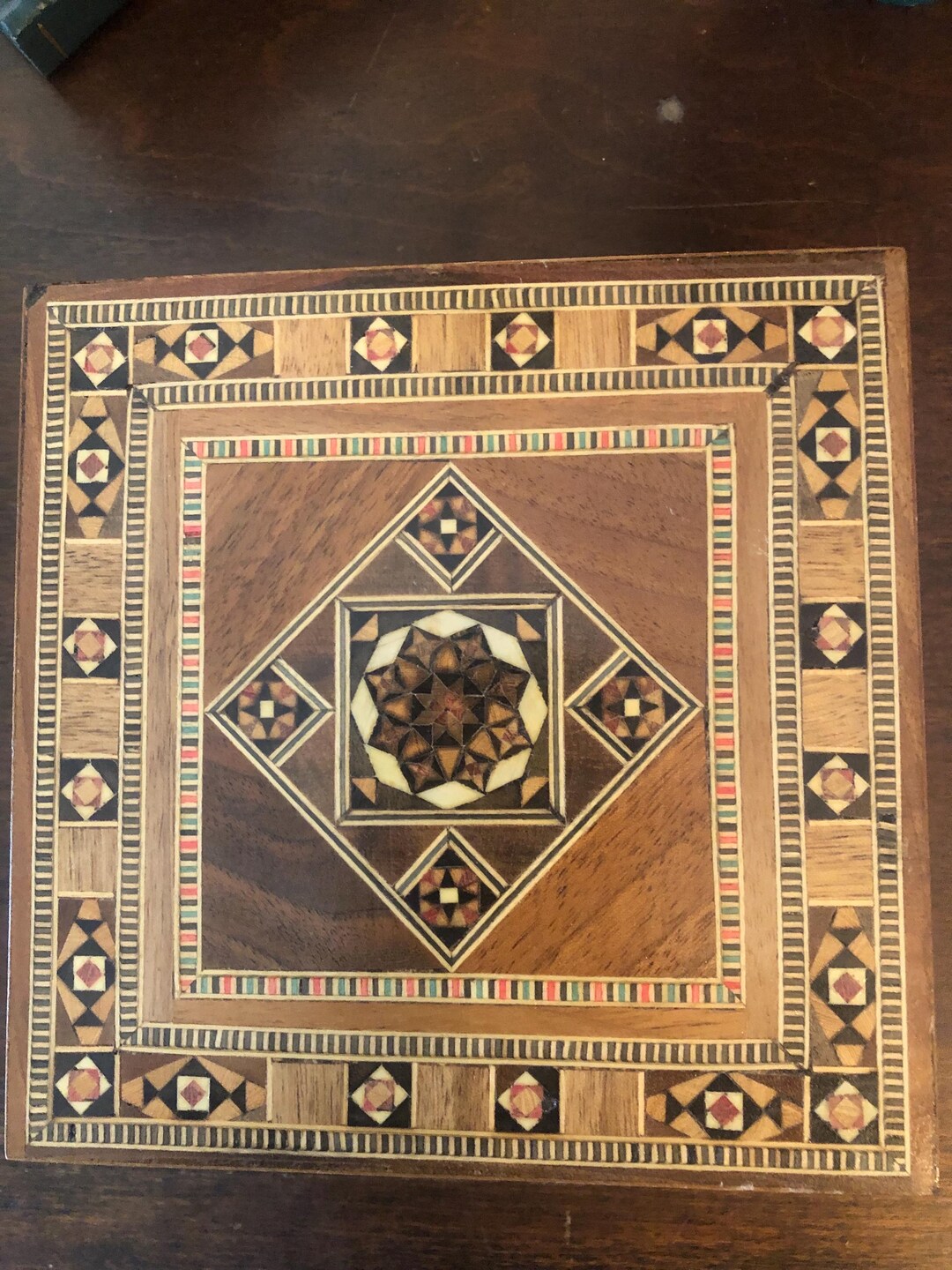 Marquetry Inlaid Wood Box W/coasters - Etsy