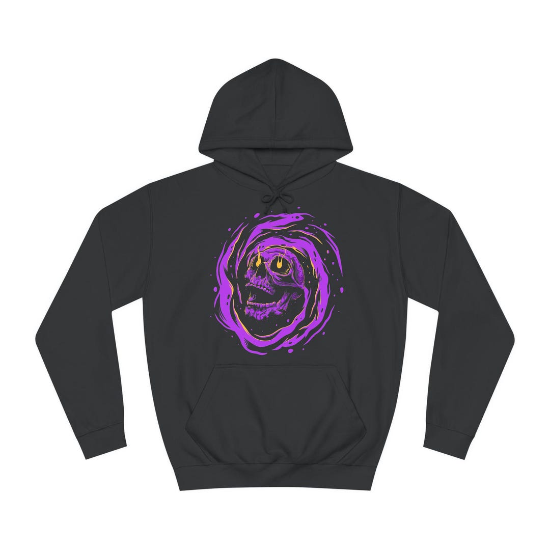 Purple Skull Hoodie With Vortex Design Gothic Streetwear Aesthetic - Etsy