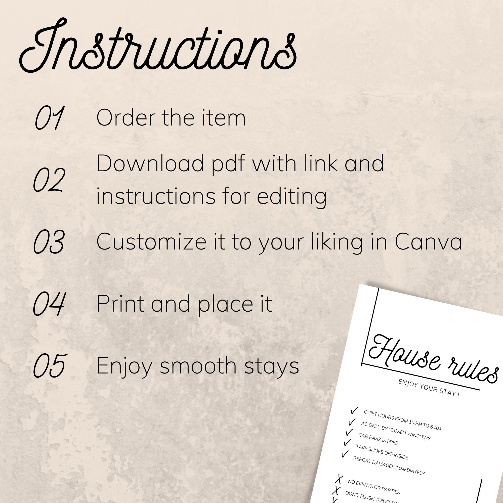 AIRBNB HOUSE RULES Template Editable Airbnb Signs Airbnb - Etsy UK