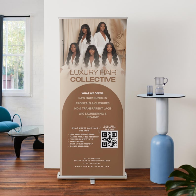 Hair Business Retractable Banner Template: Salon & Pop-up Display ...