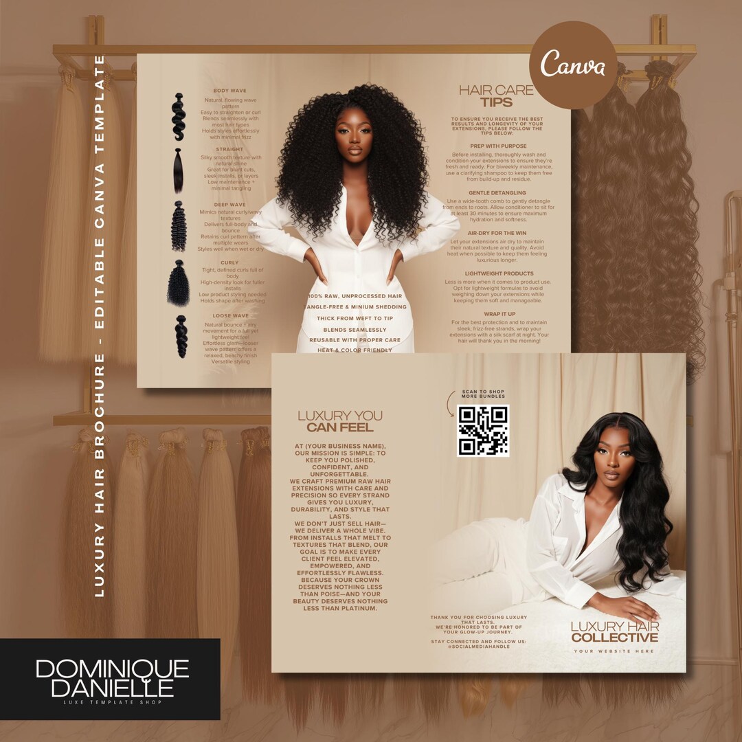 Hair Trifold Brochure Template: Printable Z-fold Flyer (canva Editable ...