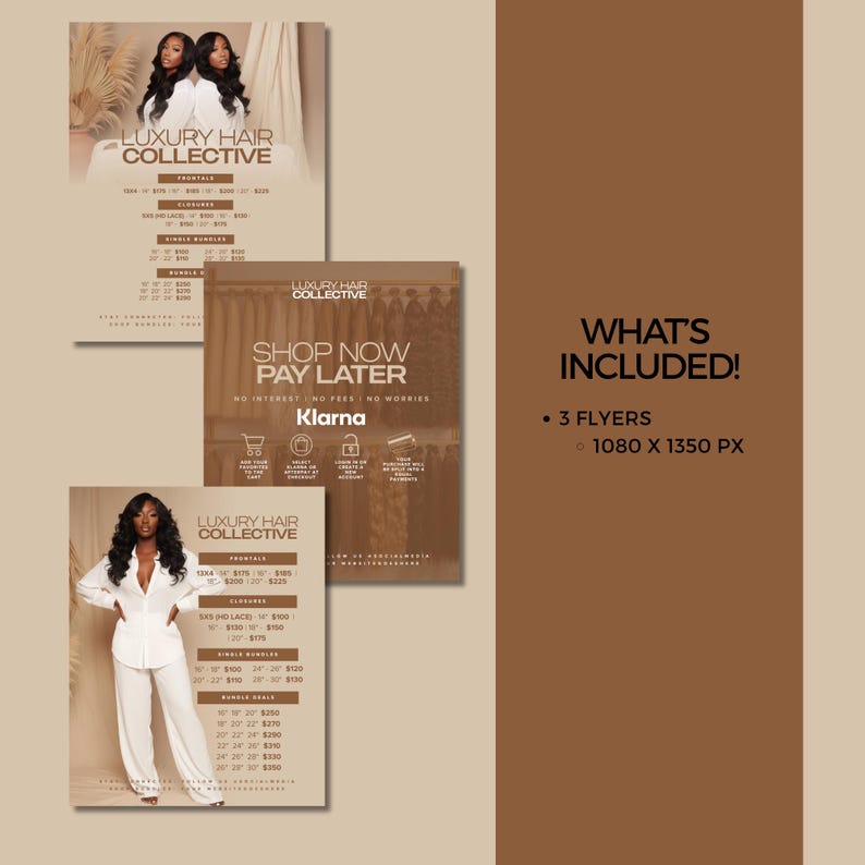Hair Flyer Template: Luxe Canva Design for Hair Extensions (digital ...
