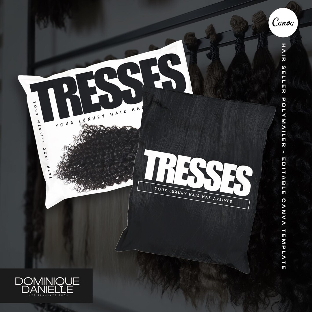 Luxury Hair Bundle Polymailer Template: Editable Packaging Design ...