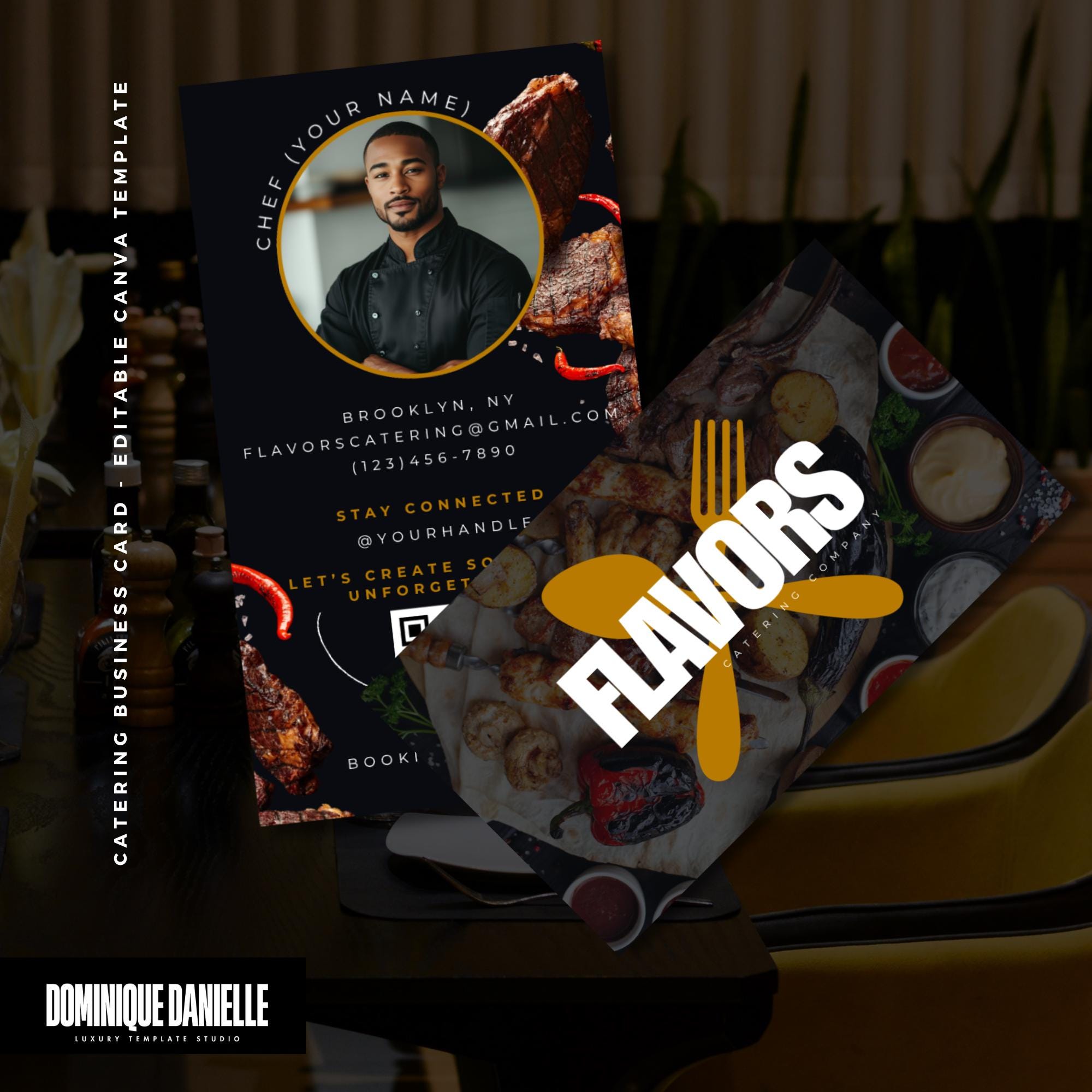 Catering Business Card Template: QR Code Canva Design (2.5x3 In ...