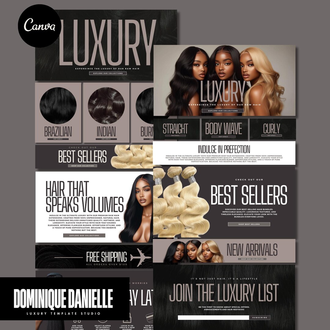 Hair Web Banner Kit, DIY Canva Templates for Wig Business, Hair Website ...