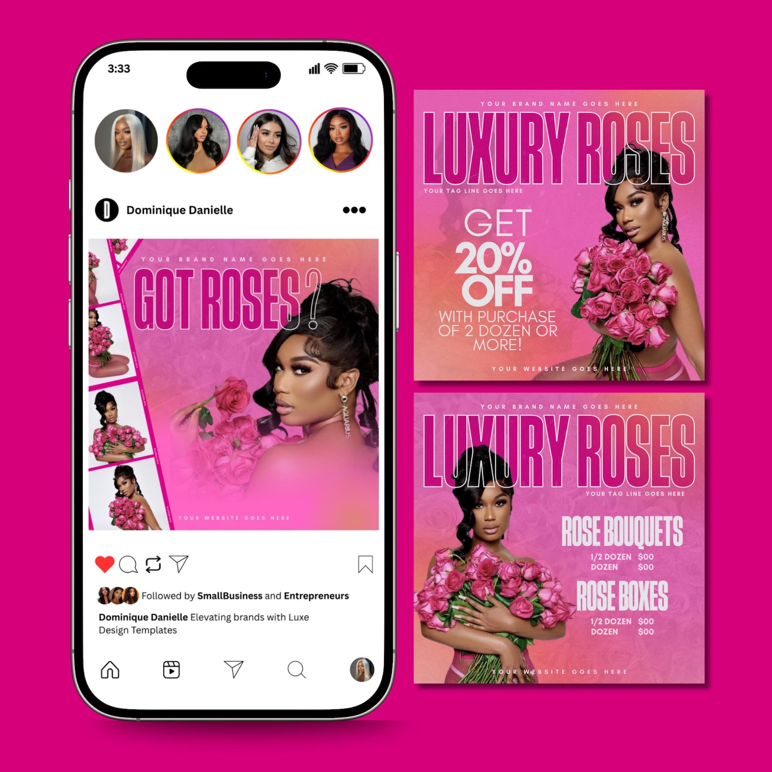 Rose Bouquet Flyer Template: Florist Social Media Design (canva ...