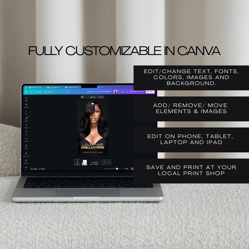 Hair Bundle Packaging Template: Printable Tags & Wraps - Canva Design ...