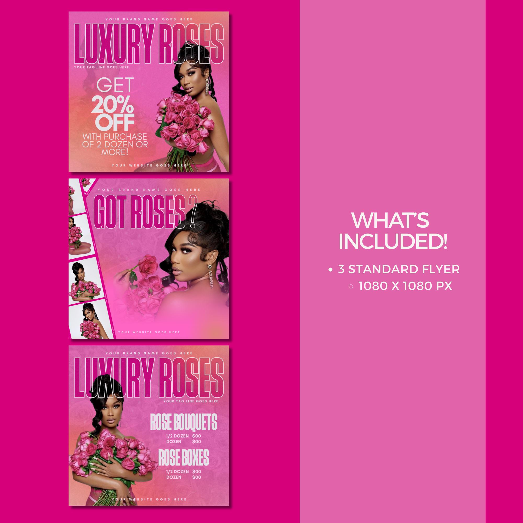 Rose Bouquet Flyer Template: Florist Social Media Design (canva ...