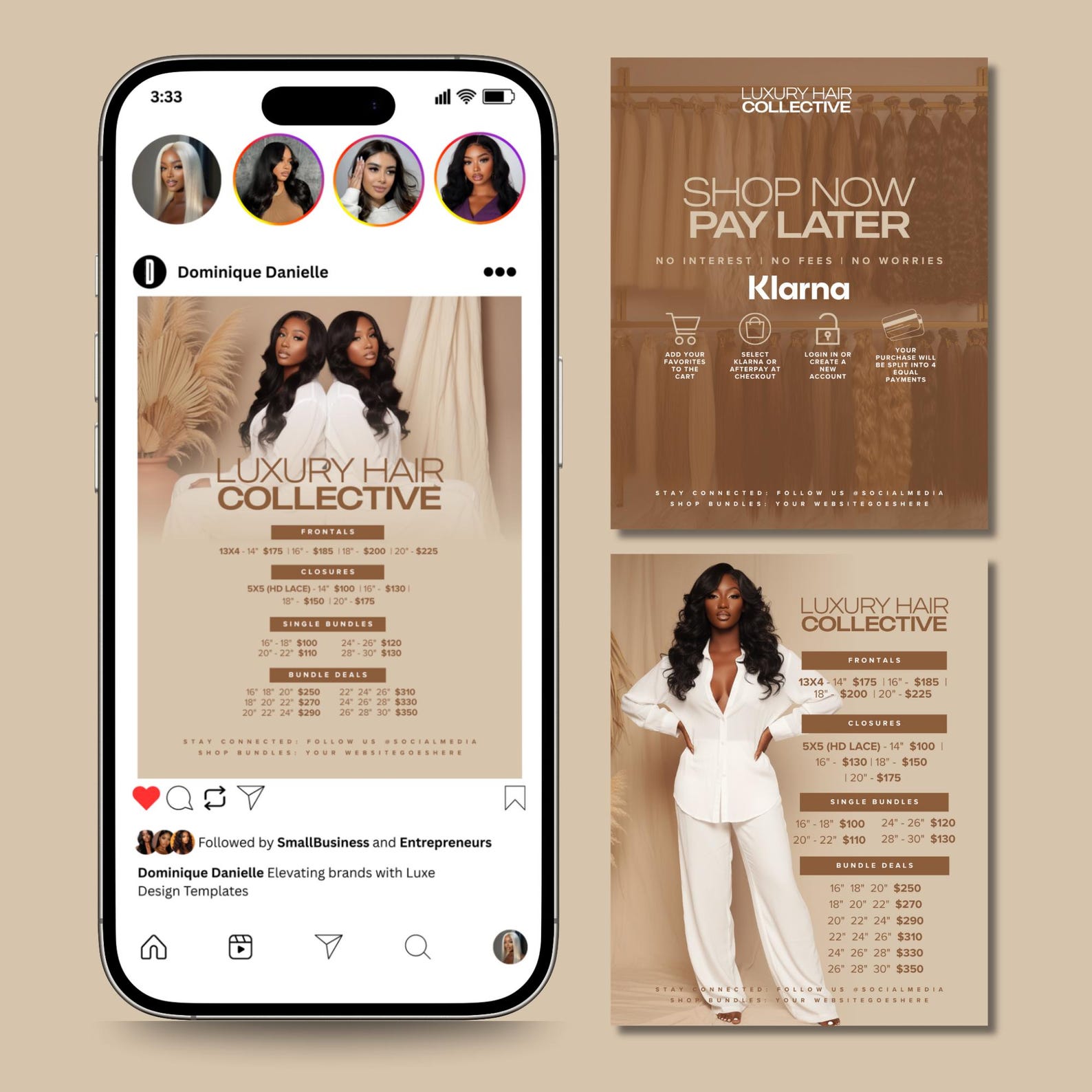 Hair Flyer Template: Luxe Canva Design for Hair Extensions (digital ...