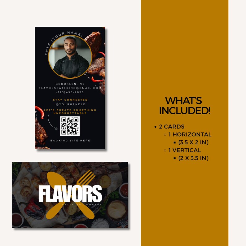 Catering Business Card Template: QR Code Canva Design (2.5x3 In ...