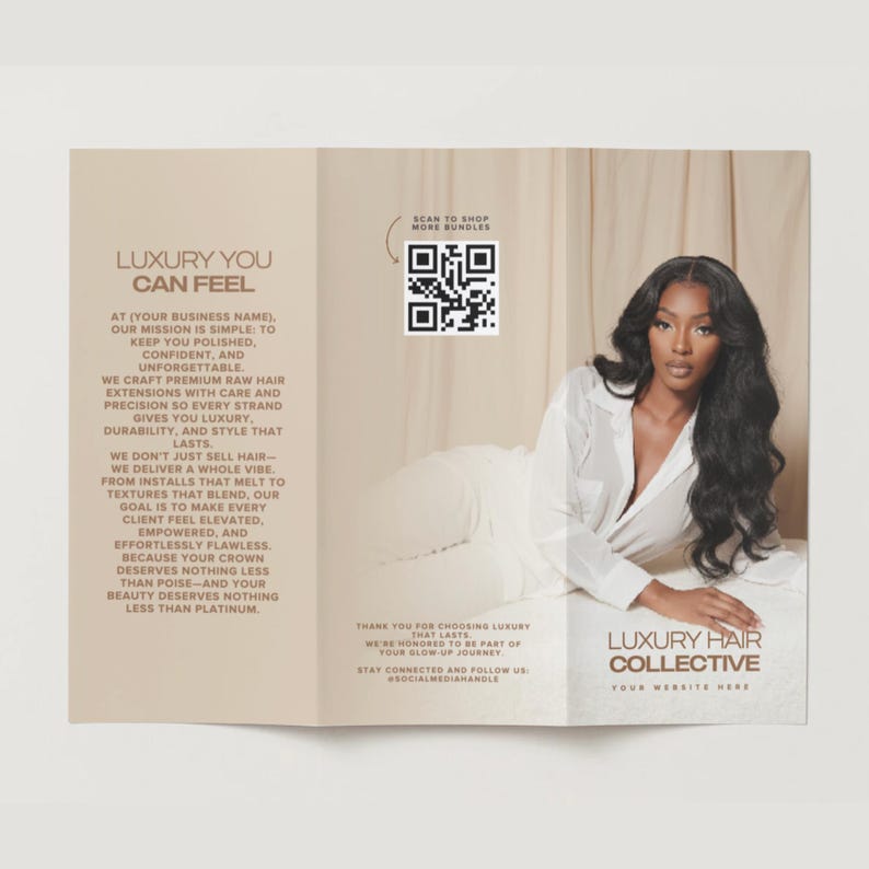Hair Trifold Brochure Template: Printable Z-fold Flyer (canva Editable ...