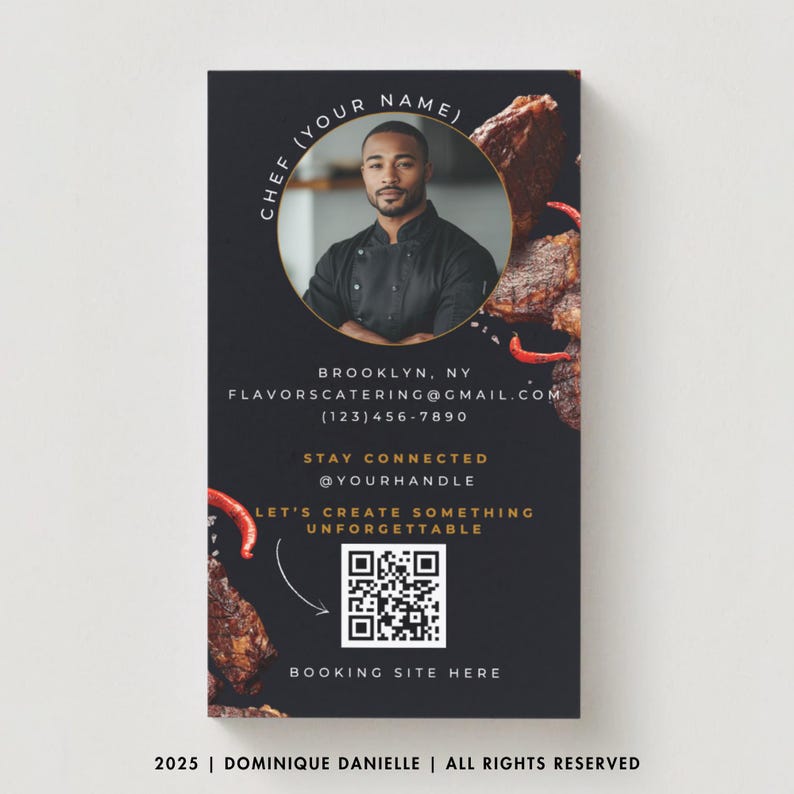 Catering Business Card Template: QR Code Canva Design (2.5x3 In ...