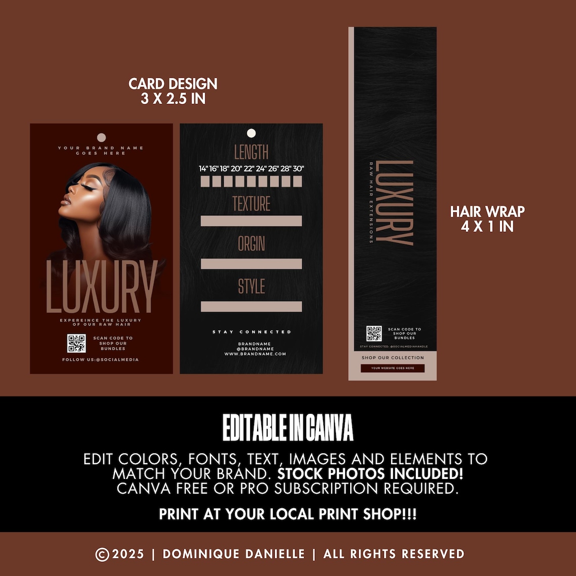 Hair Bundle Packaging Template: Printable Tags & Wraps - Canva Design ...