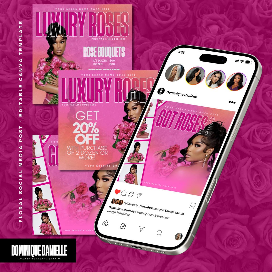 Rose Bouquet Flyer Template: Florist Social Media Design (canva ...