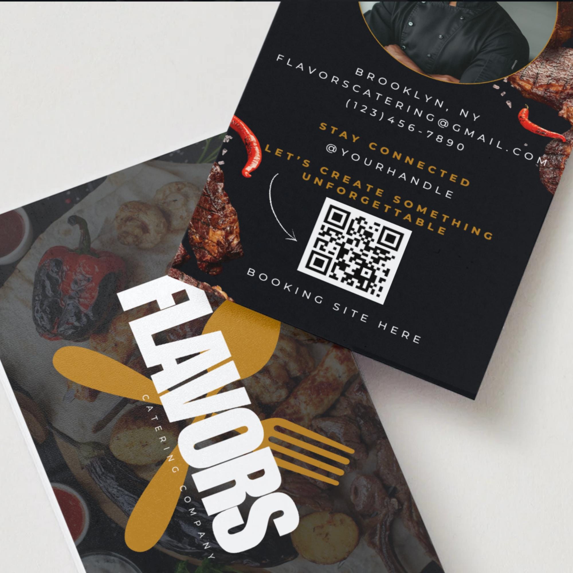 Catering Business Card Template: QR Code Canva Design (2.5x3 In ...
