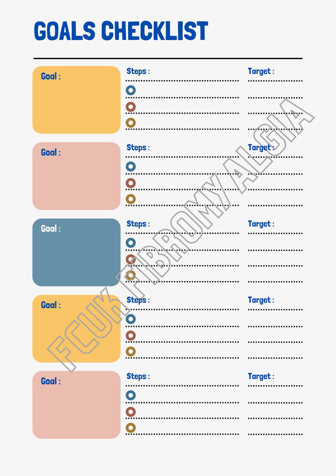 Goal Checklist Digital Download to Track and Achieve Your Aspirations ...