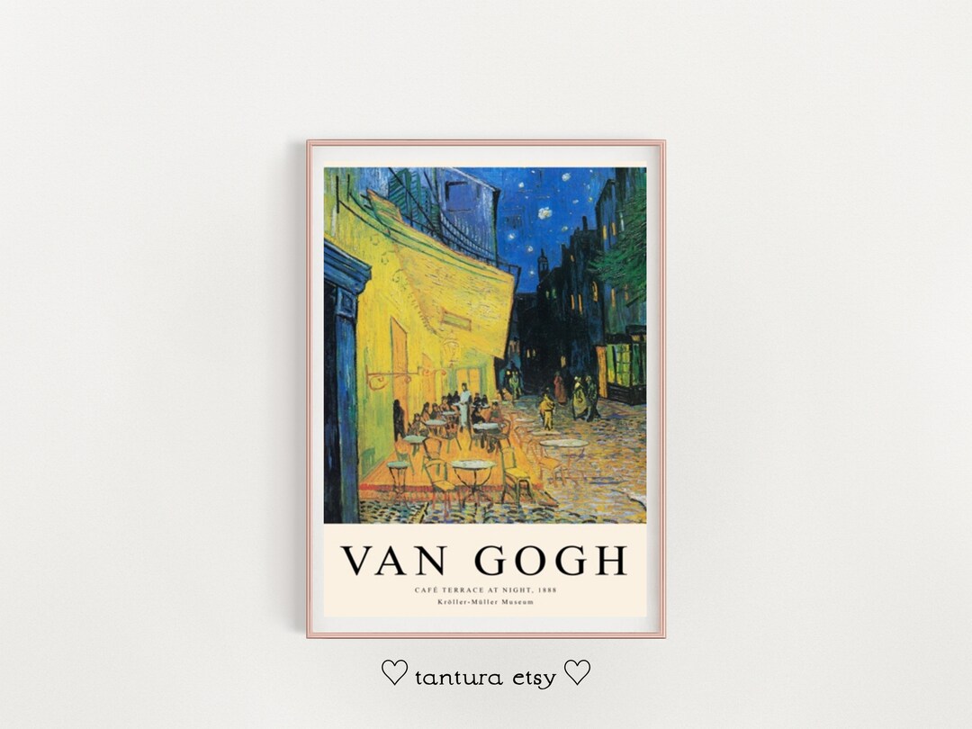 Vincent Van Gogh Cafe. Vintage Art Print. Trendy Poster. Vintage Print ...