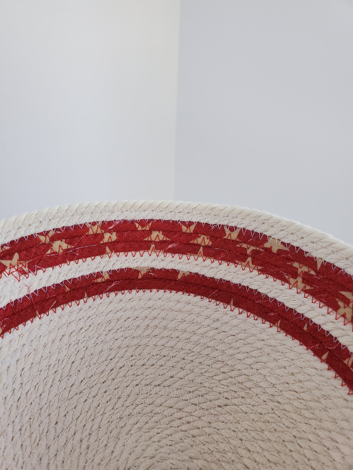 8 Coiled Rope Decorative Storage Baskets Red and White Rope Basket ...