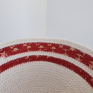 8 Coiled Rope Decorative Storage Baskets Red and White Rope Basket ...