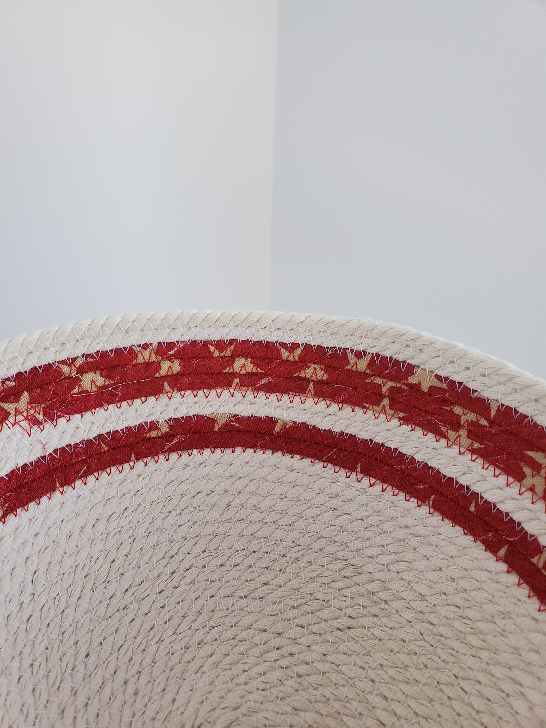 8 Coiled Rope Decorative Storage Baskets Red and White Rope Basket ...